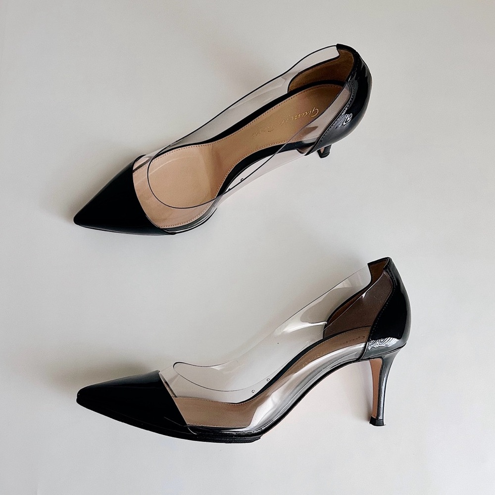 Gianvito Rossi Plexi 70 Patent Leather Pvc Pointed Pa… - Gem